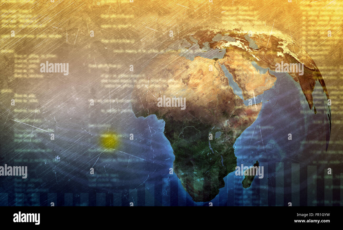 Earth globe with graphs Stock Photo - Alamy