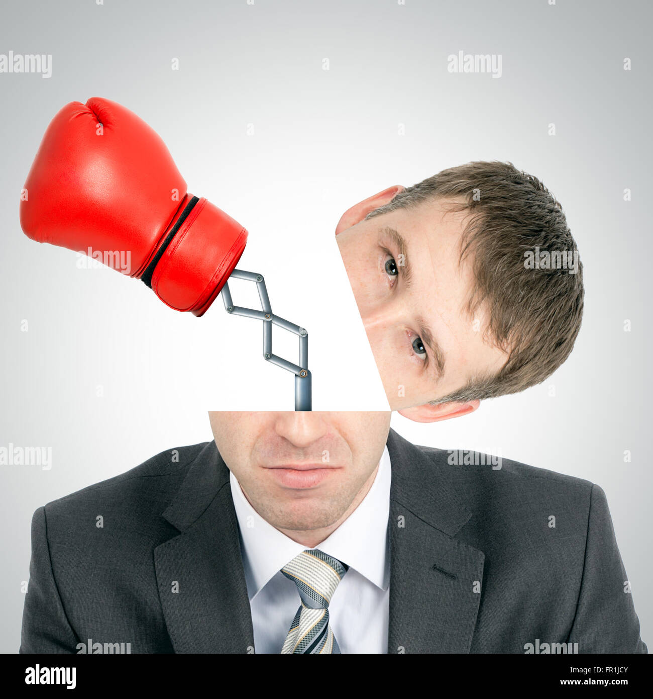 Boxing glove beating from businessmans head Stock Photo - Alamy