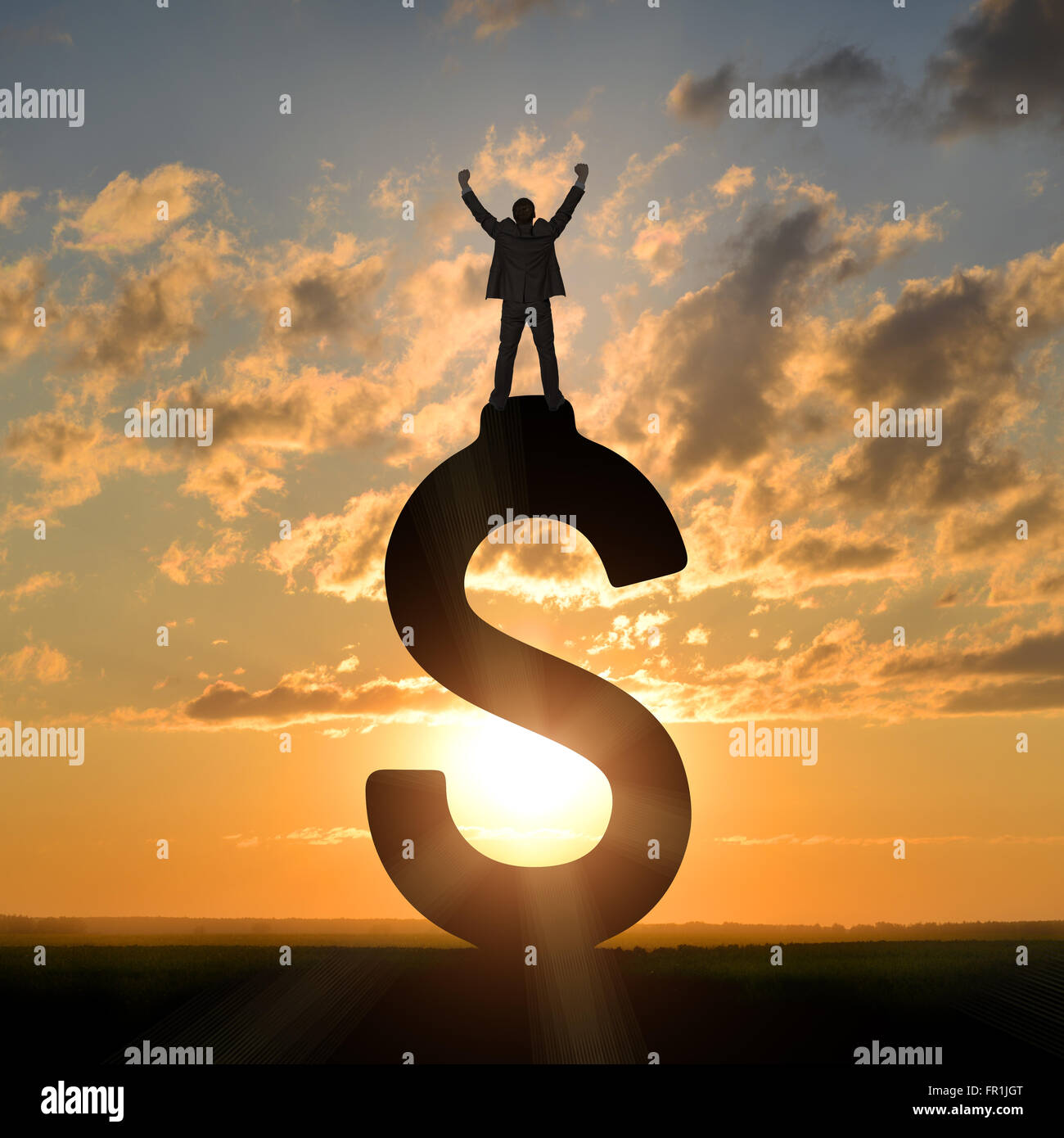 Businessman standing on letter S Stock Photo - Alamy