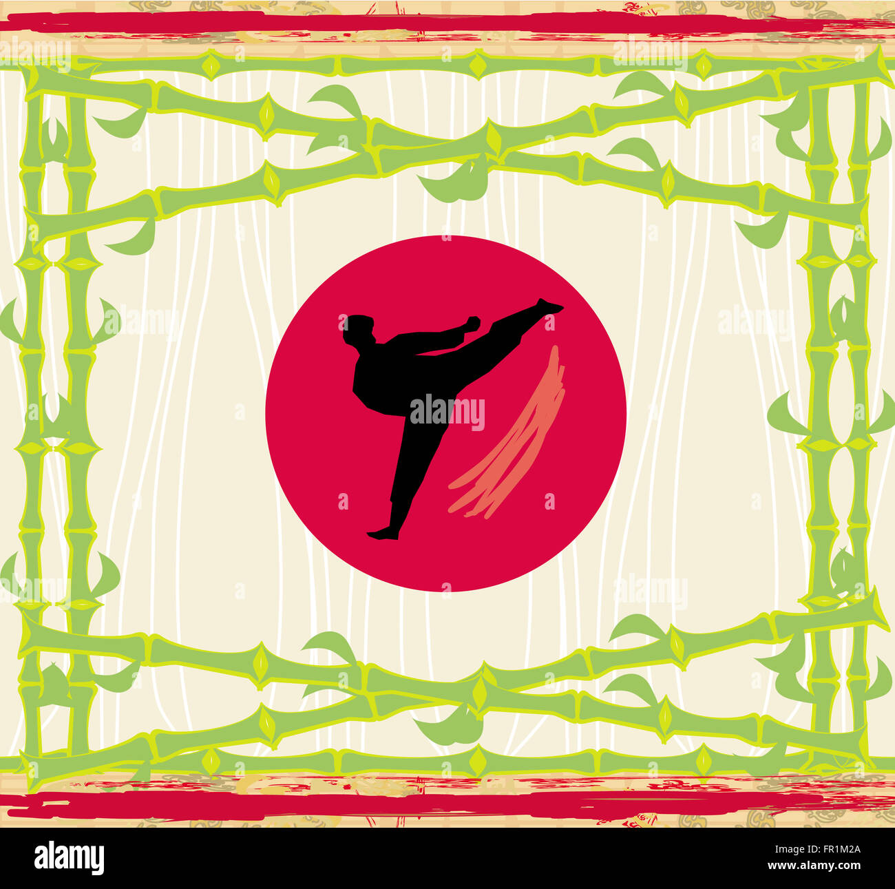karate - abstract card, bamboo frame Stock Photo - Alamy