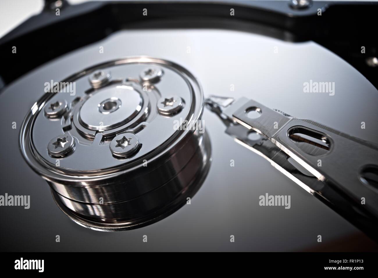 Closeup of an open computer hard drive Stock Photo - Alamy