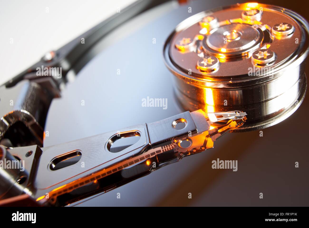 Closeup of an open computer hard drive Stock Photo - Alamy