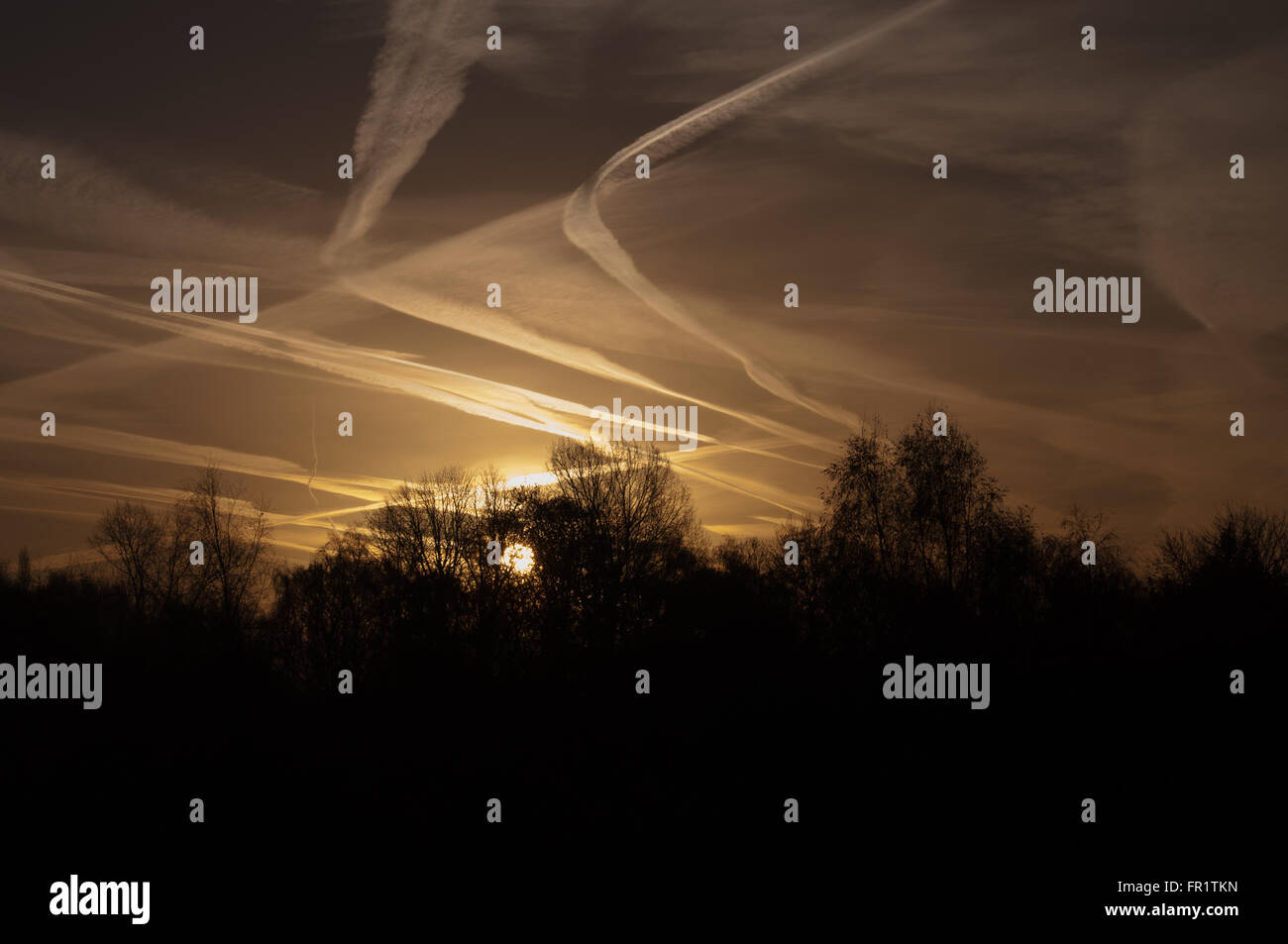 Contrails evening sun hi-res stock photography and images - Alamy