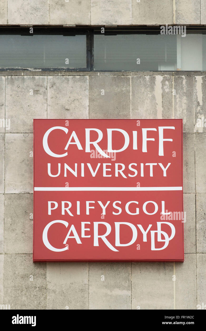 Cardiff University sign logo Stock Photo - Alamy