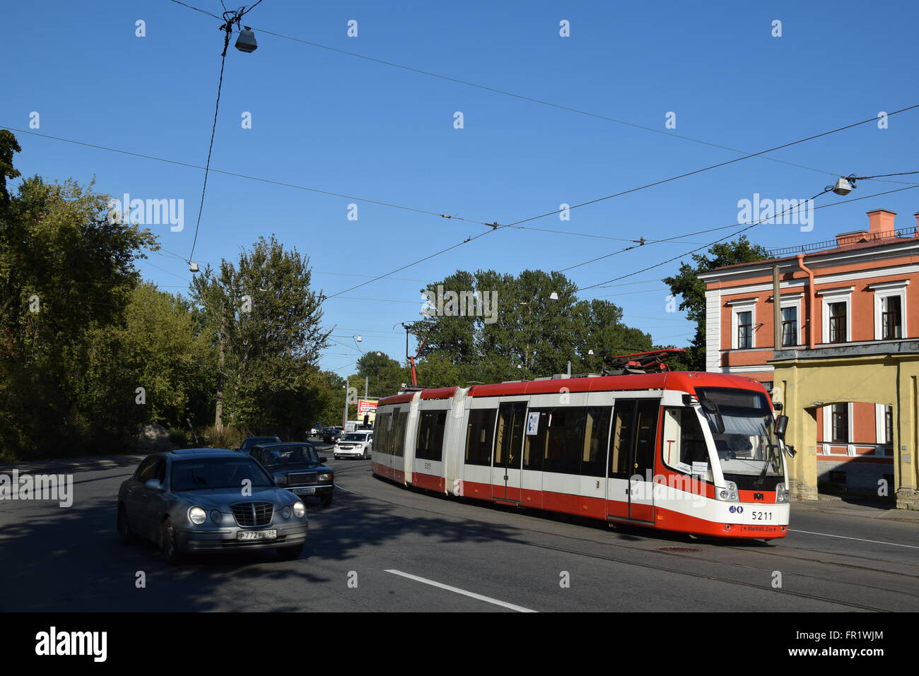 One of three Belarus (Minsk)-made articulated trams servicing deviated ...