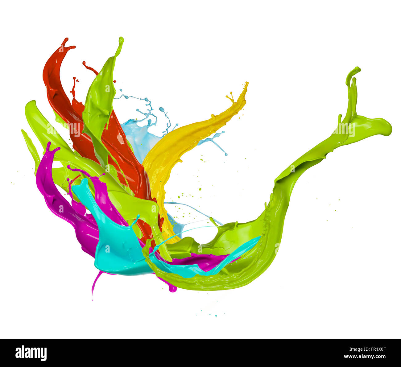 Colored paint splash, isolated on white background Stock Photo - Alamy
