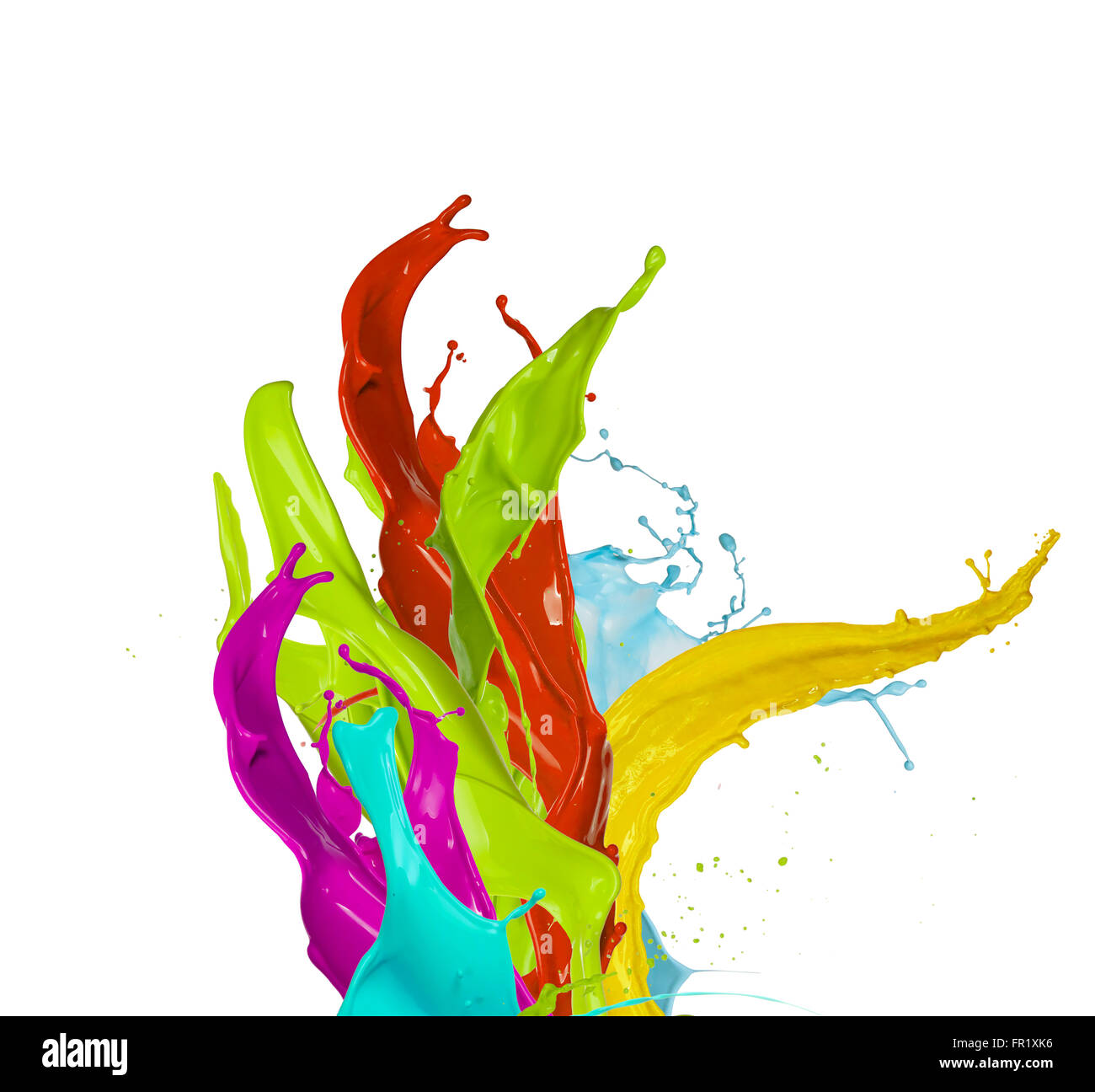Colored paint splash, isolated on white background Stock Photo - Alamy