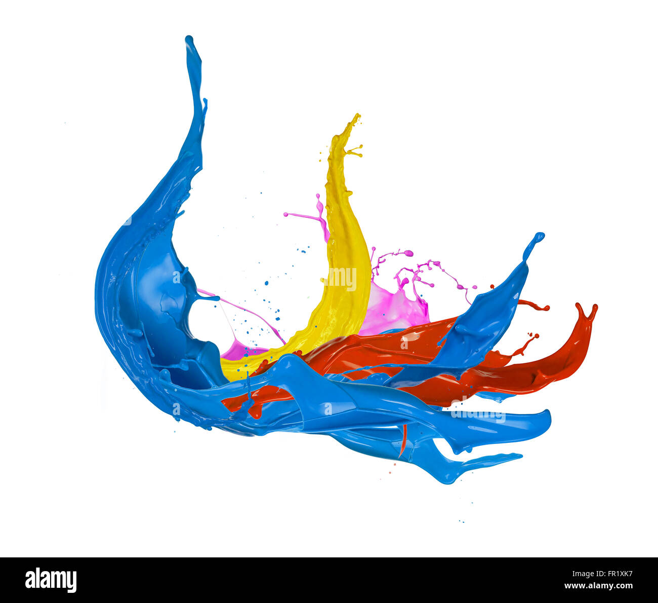 Colored paint splash, isolated on white background Stock Photo - Alamy