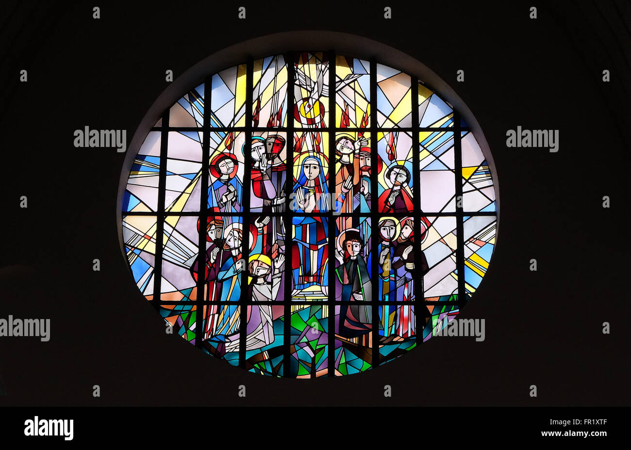 Pentecost stained glass window in the Saint Lawrence church in ...