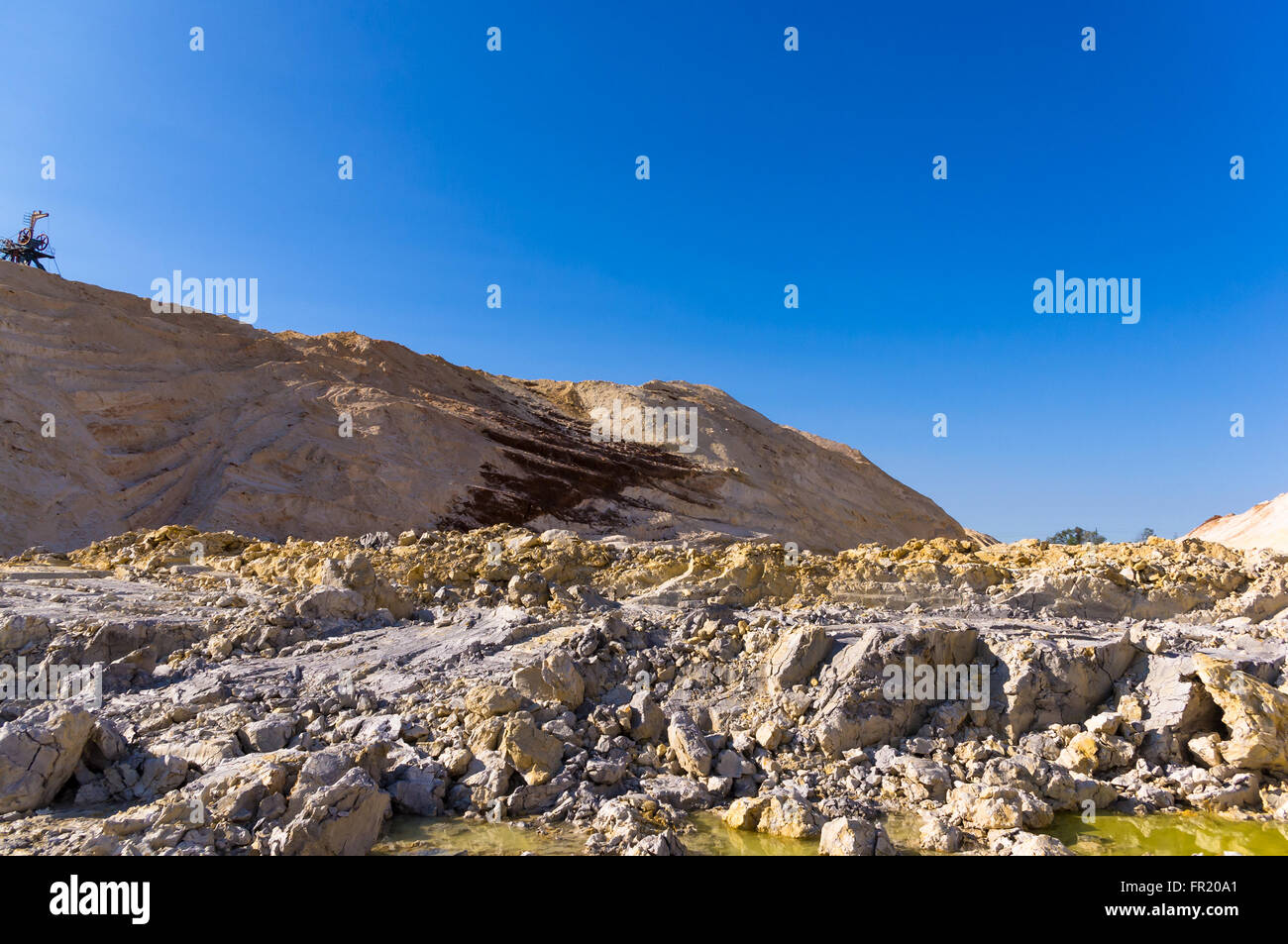 the quarry of blue clay in a cloudless summer day Stock Photo - Alamy