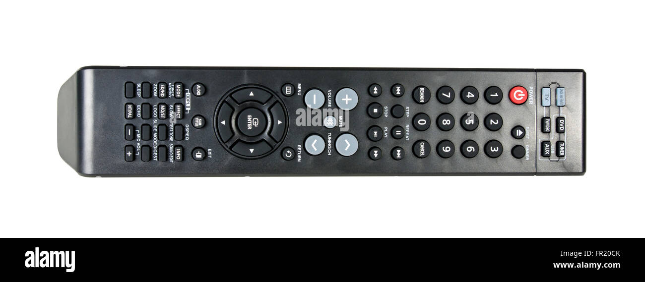 TV remote control isolated on white background Stock Photo - Alamy