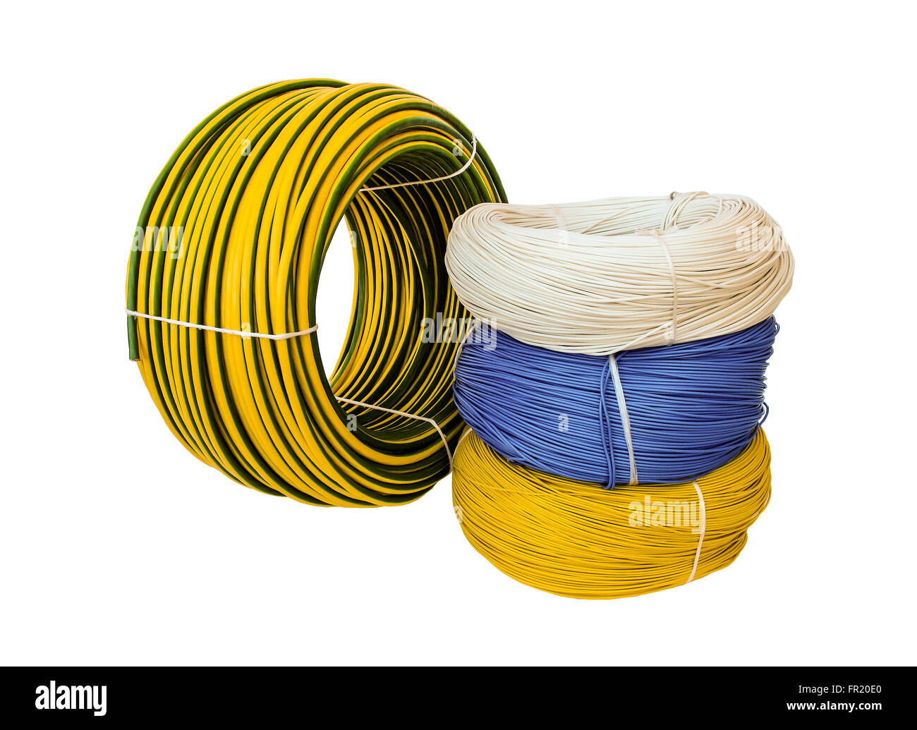 set colored electric cable on white background, isolated Stock Photo ...