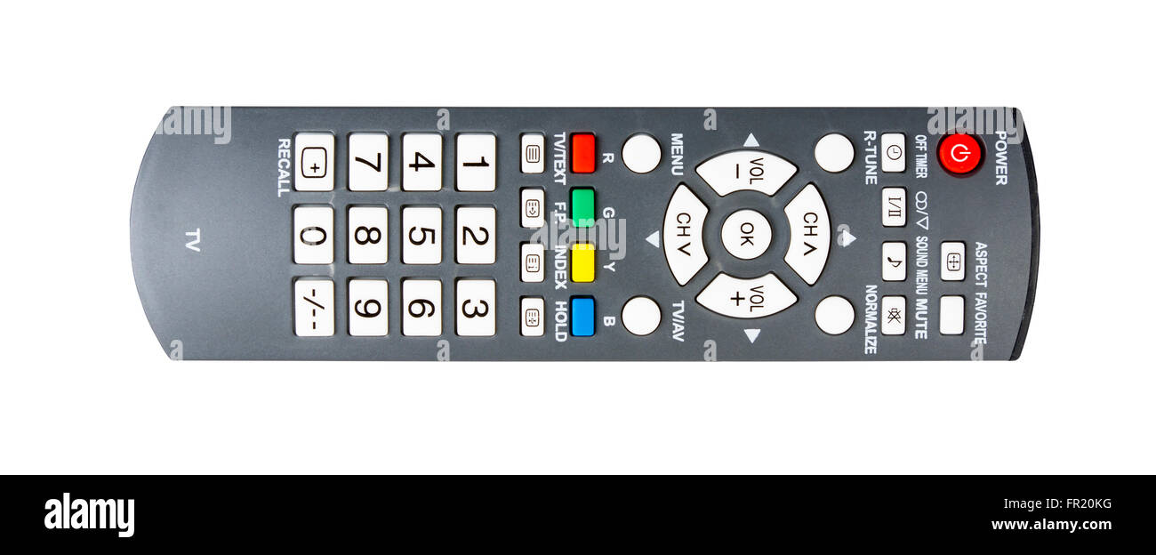 TV remote control isolated on white background Stock Photo - Alamy