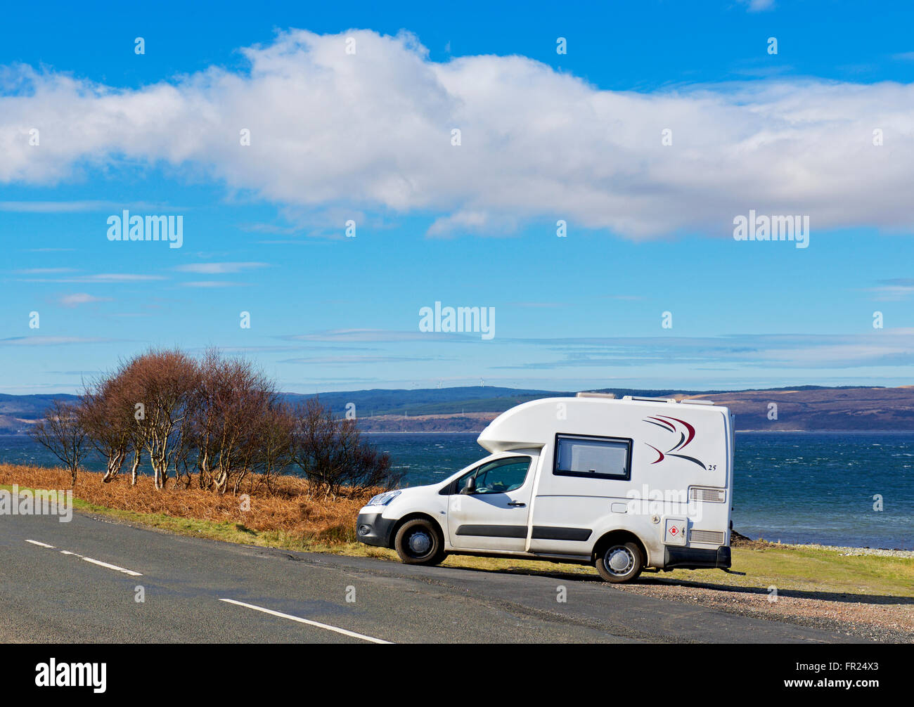 Small motorhome, Romahome 25, parked by the sea, Isle of Arran, North ...