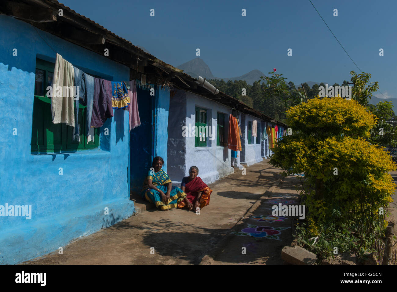 Two Ladies Sitting Outside Village Houses, Idukki Stock Photo - Alamy
