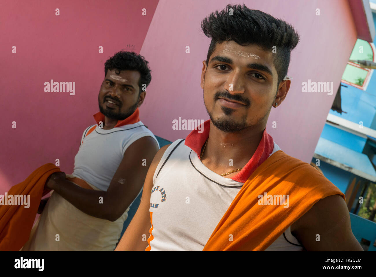 Two Men, Village Ceremony, Munroe Island Stock Photo - Alamy