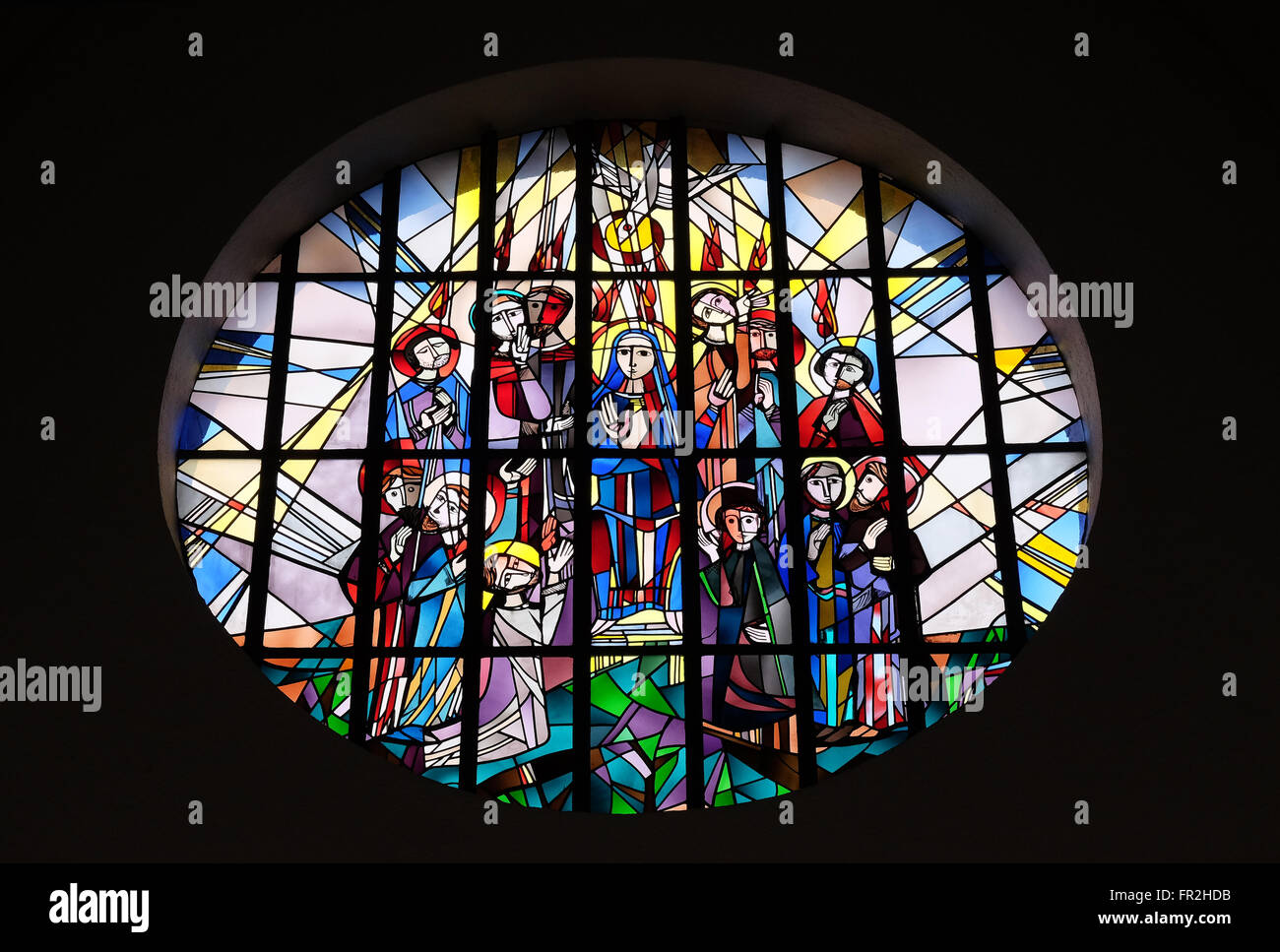 Pentecost stained glass window in the Saint Lawrence church in ...