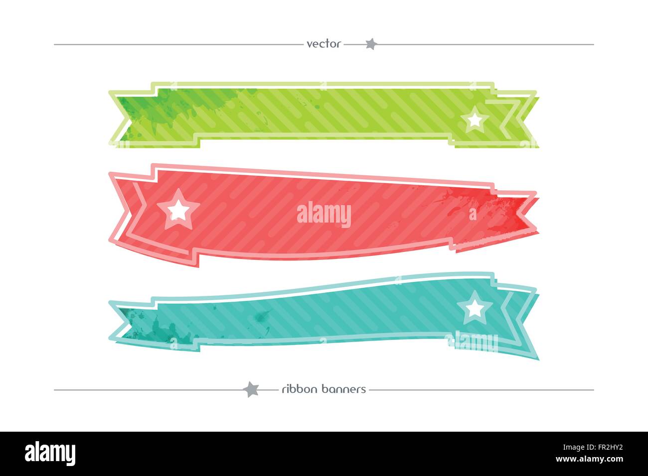 set of retro, grunge style ribbon banners isolated on white background ...