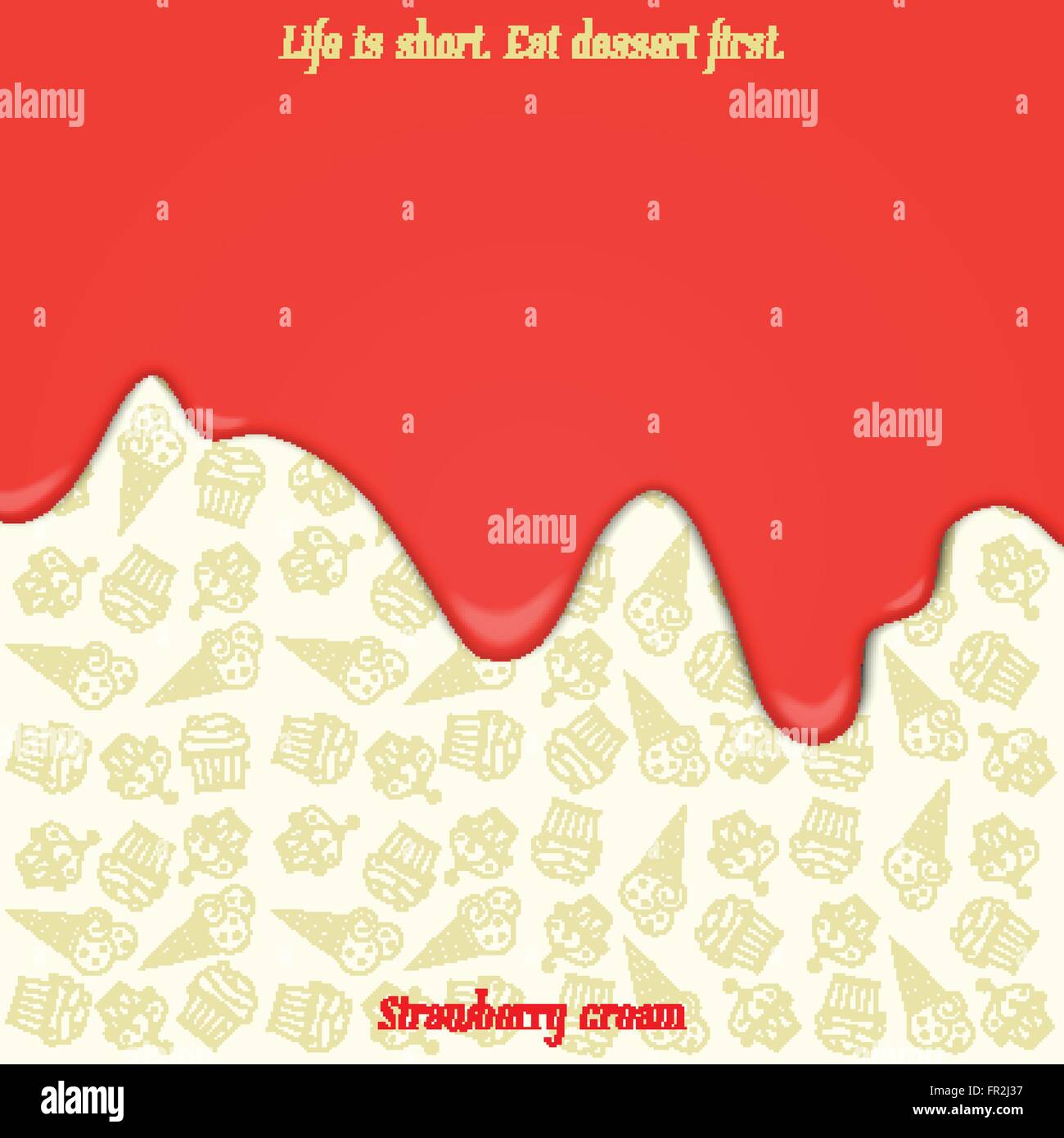 Cake strawberry ice cream fruits Stock Vector Images - Alamy