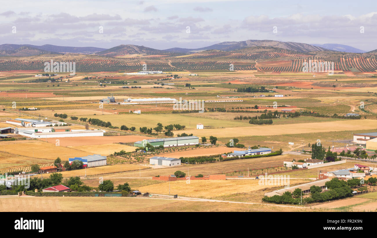 near Consuegra, Toledo Province, Castilla-La Mancha, Spain. Farmland ...