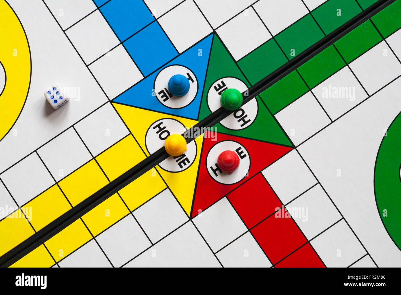 Close up detail of Ludo game with Ludo board dice and pieces Stock ...