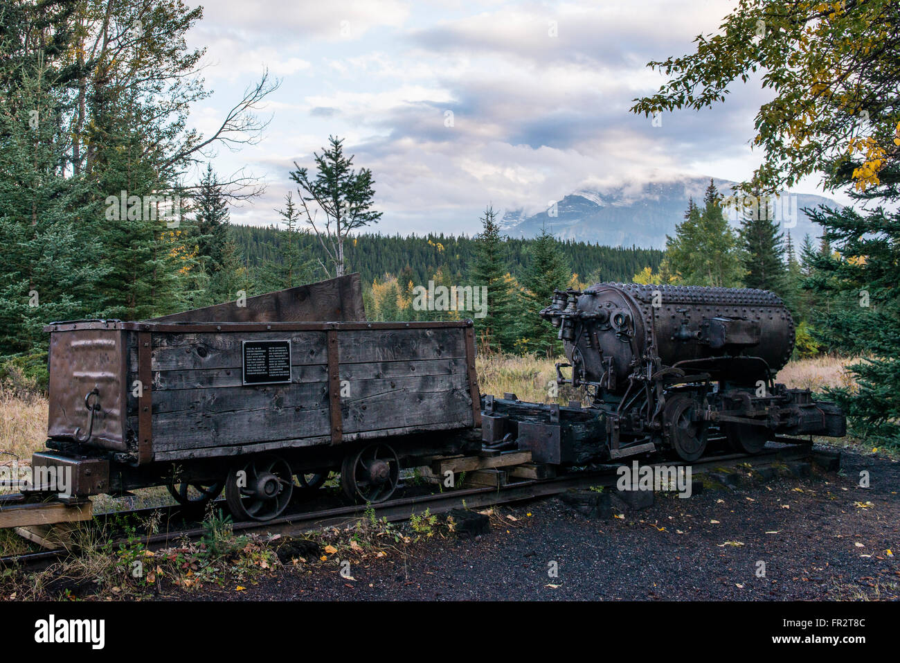 Hunt, Minecart of an old coal mine, Lower Bankhead, Banff National Park ...