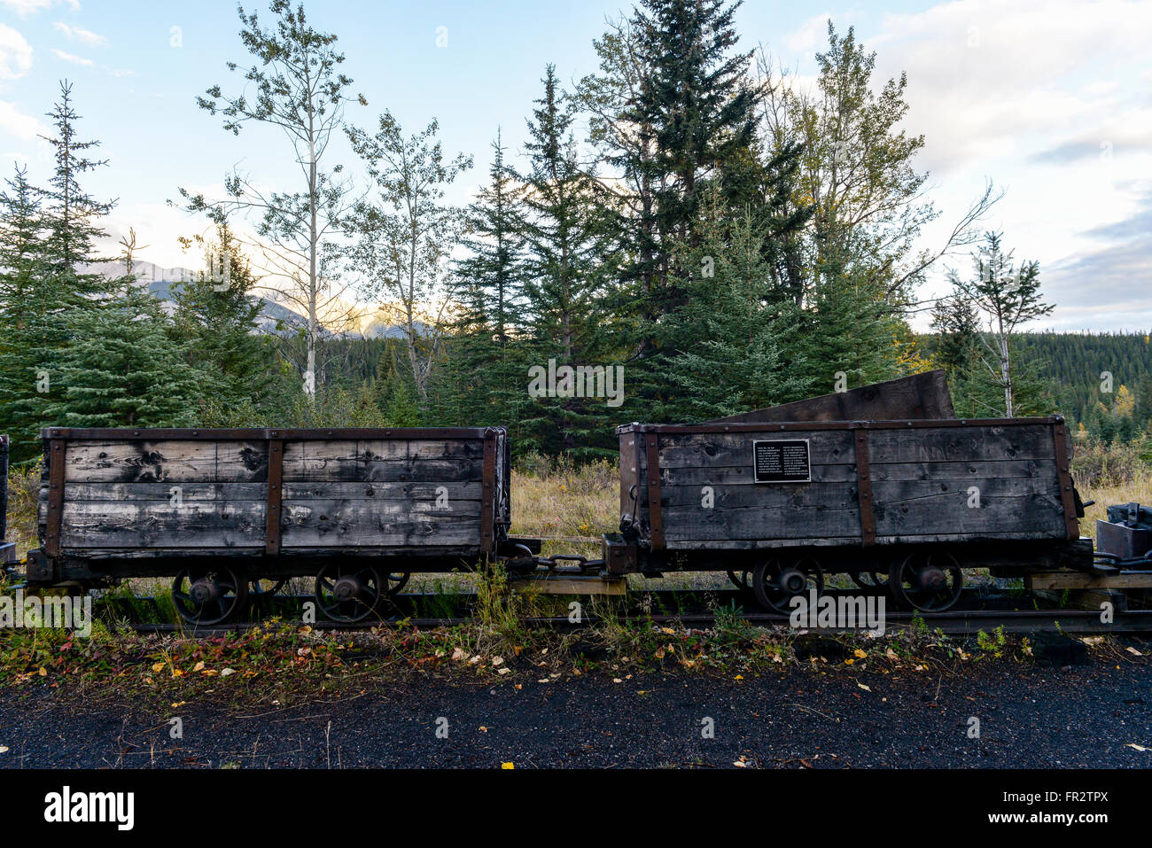 Hunt, Minecart of an old coal mine, Lower Bankhead, Banff National Park ...
