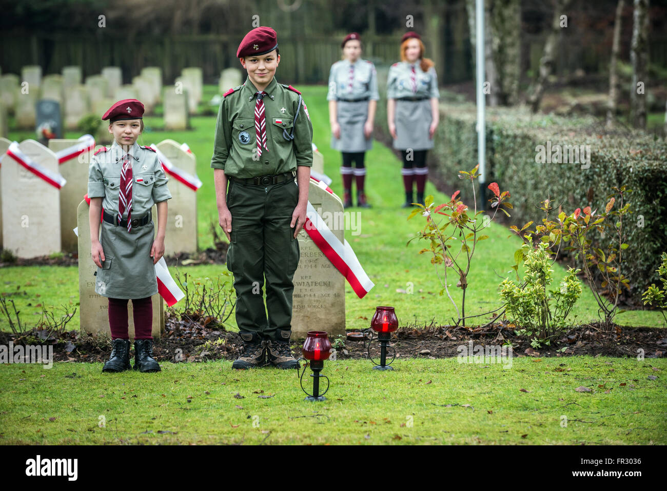 Scouts during guard of honour on Polish War Graves on Corstorphine Hill ...