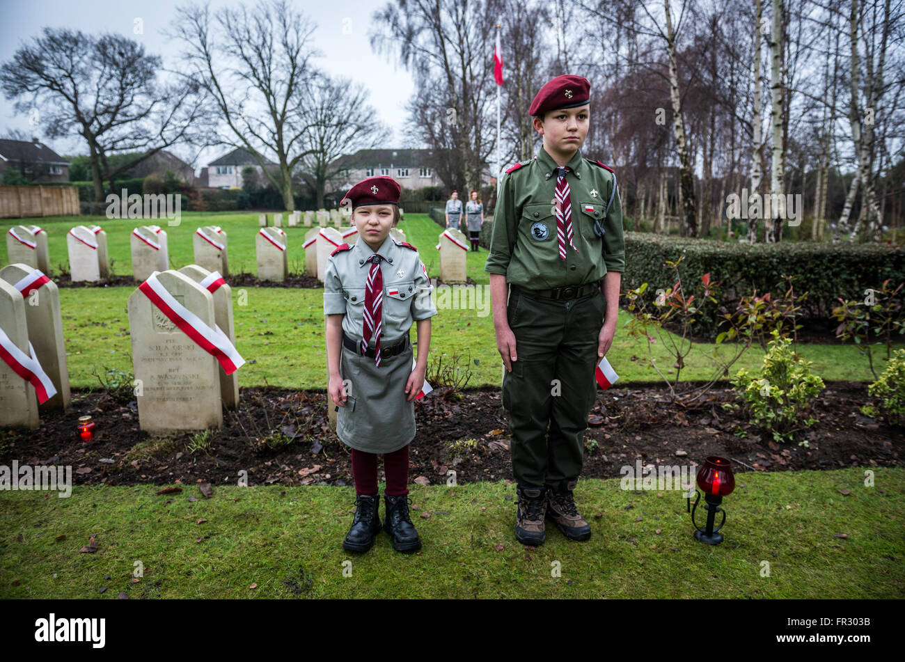 Scouts during guard of honour on Polish War Graves on Corstorphine Hill ...