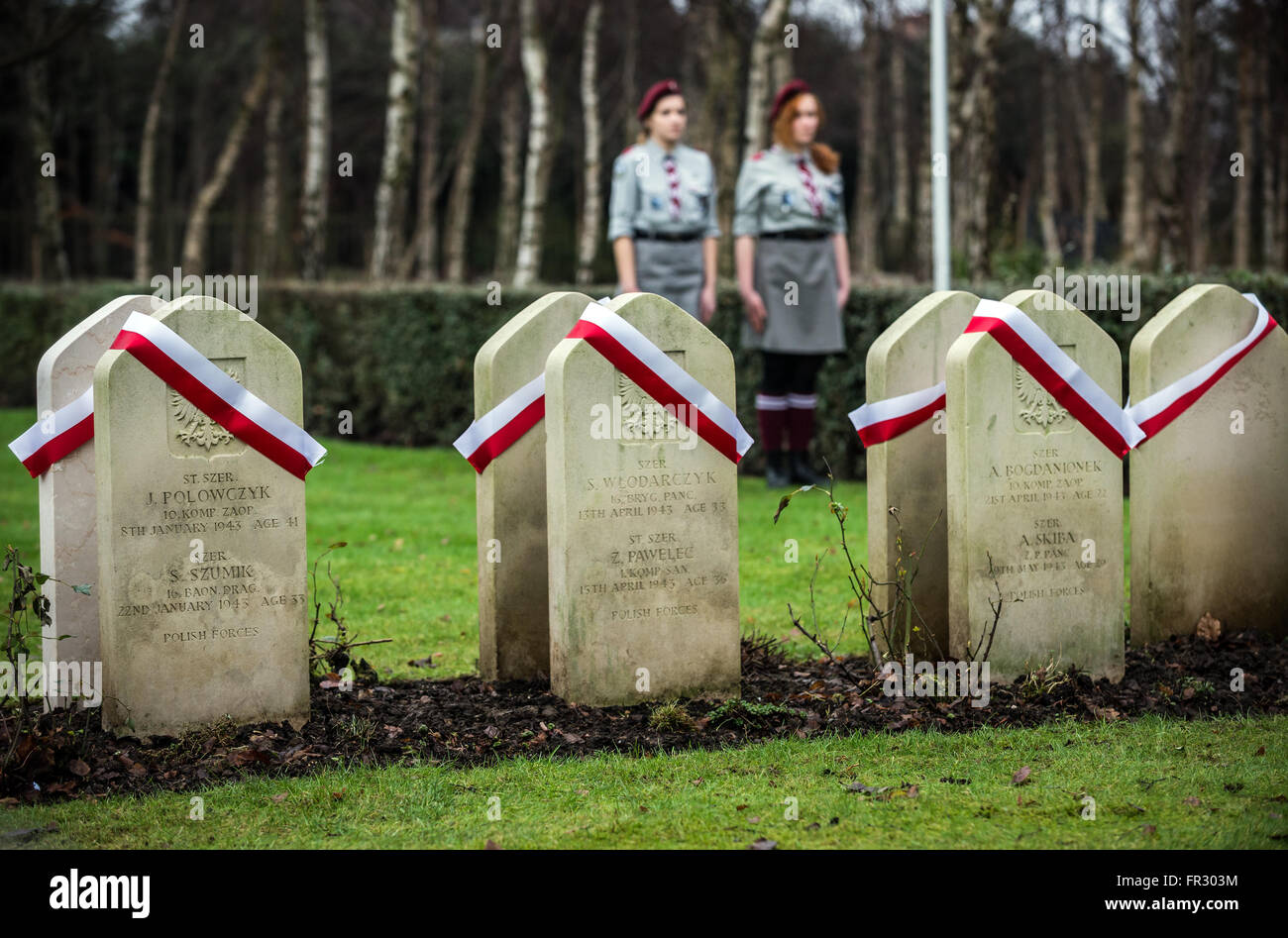 Scouts during guard of honour on Polish War Graves on Corstorphine Hill ...