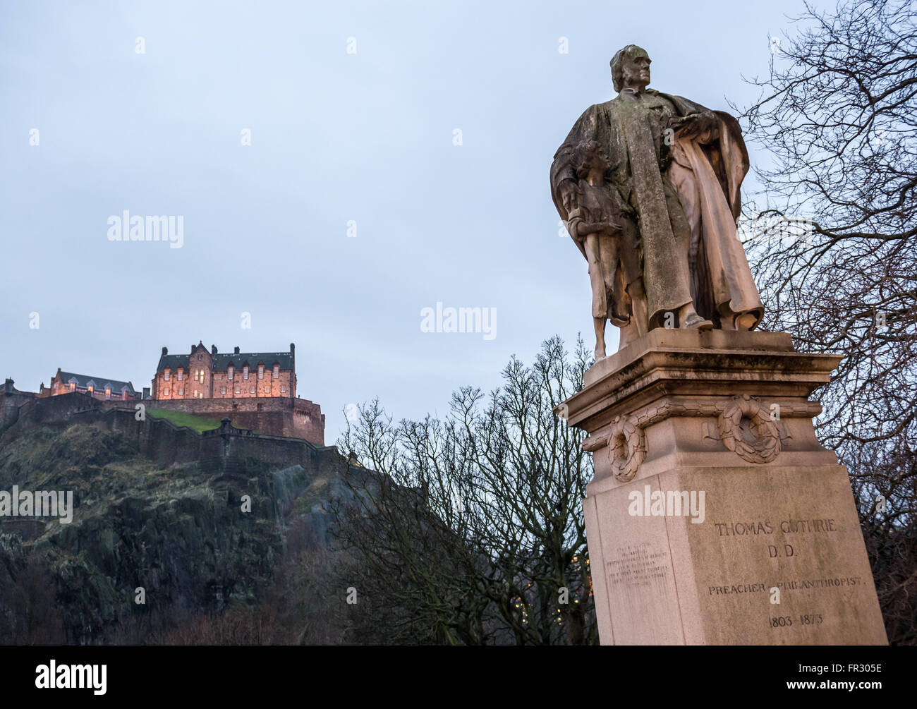 statue of Thomas Guthrie on Princes Street,in Edinburgh, Scotland, UK ...