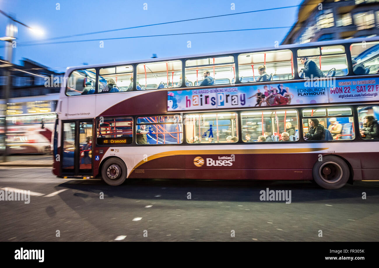 Double decker bus at Princes Street in Edinburgh, Scotland in UK Stock ...