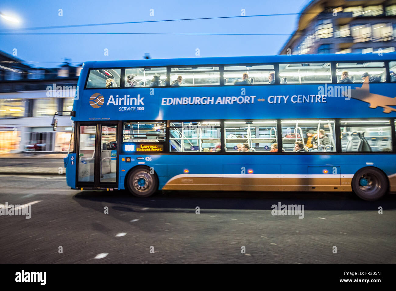 Double decker bus at Princes Street in Edinburgh, Scotland in UK Stock ...