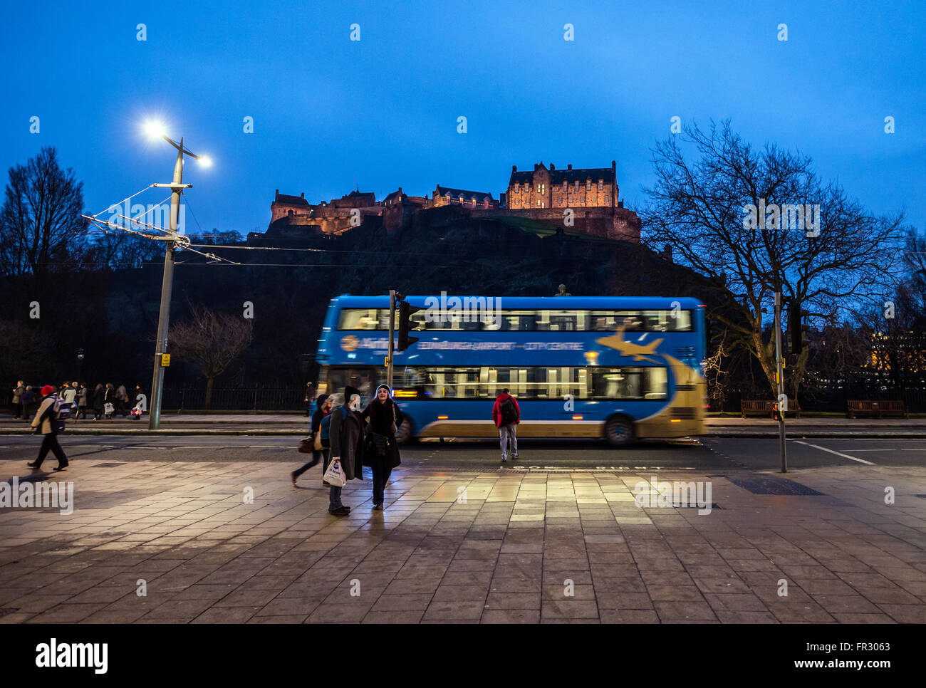 Double decker bus at Princes Street in Edinburgh, Scotland in UK ...