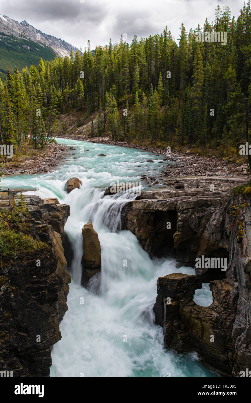Sunwapta Falls, Sunwapta River, waterfall, Jasper National Park ...