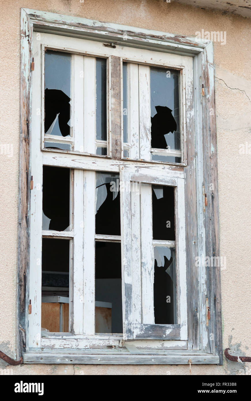 Old broken window closeup Stock Photo - Alamy