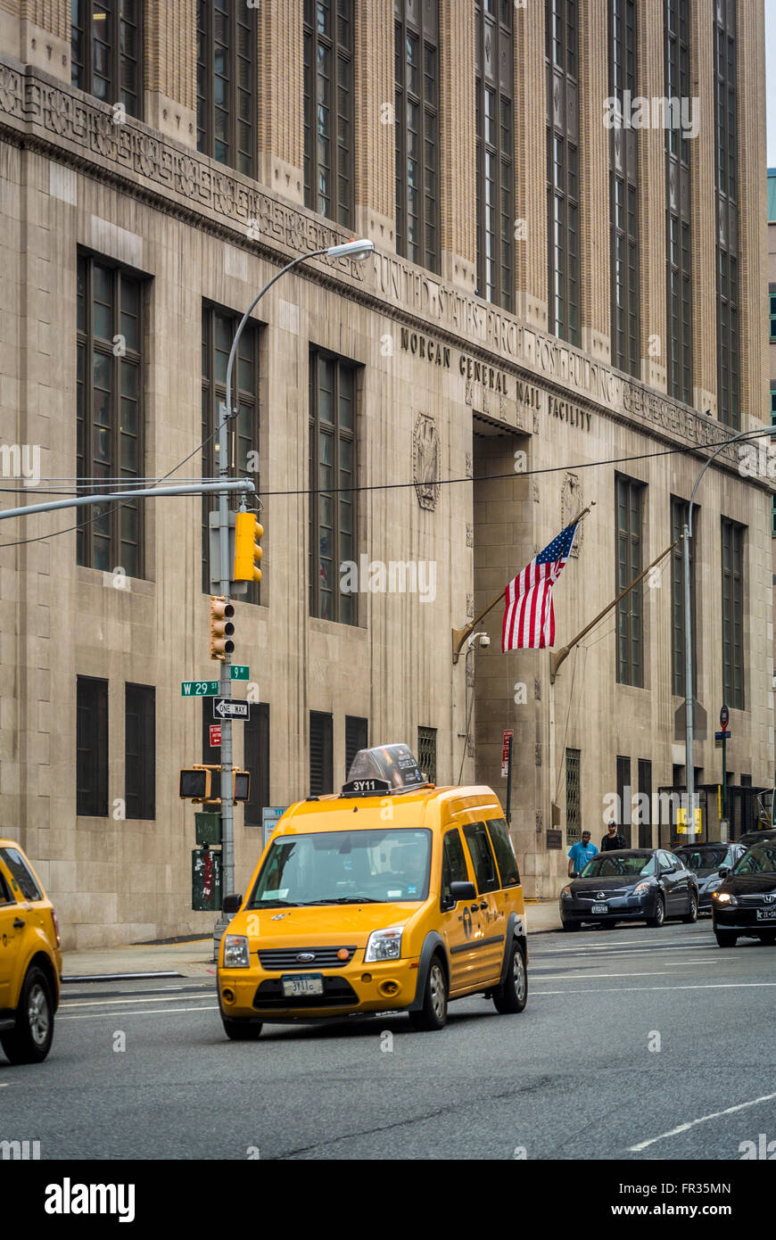 Taxi outside USPS Morgan General Mail Facility, 341 9th Avenue, New ...