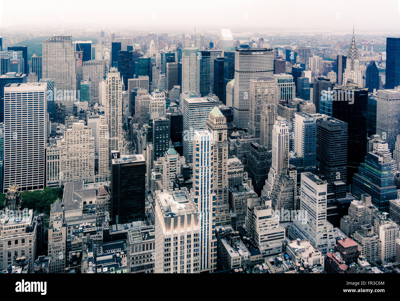 View from the Empire State Building looking North East with top of Chrysler Building visible ...