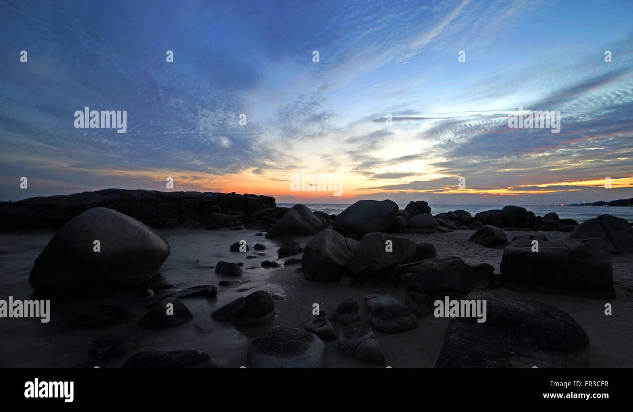 Mist over the sea at sunset hi-res stock photography and images - Alamy