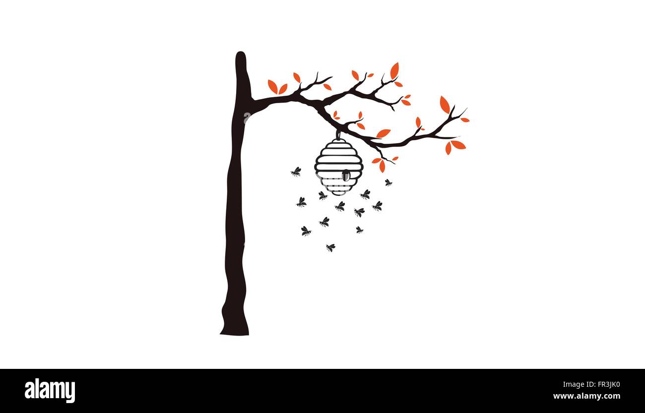 Tree with bee hive design Stock Vector Image & Art - Alamy