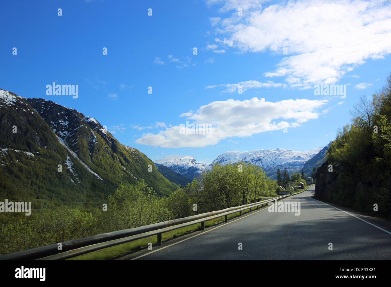 Spring Norway landscape with mountains and forest Stock Photo - Alamy
