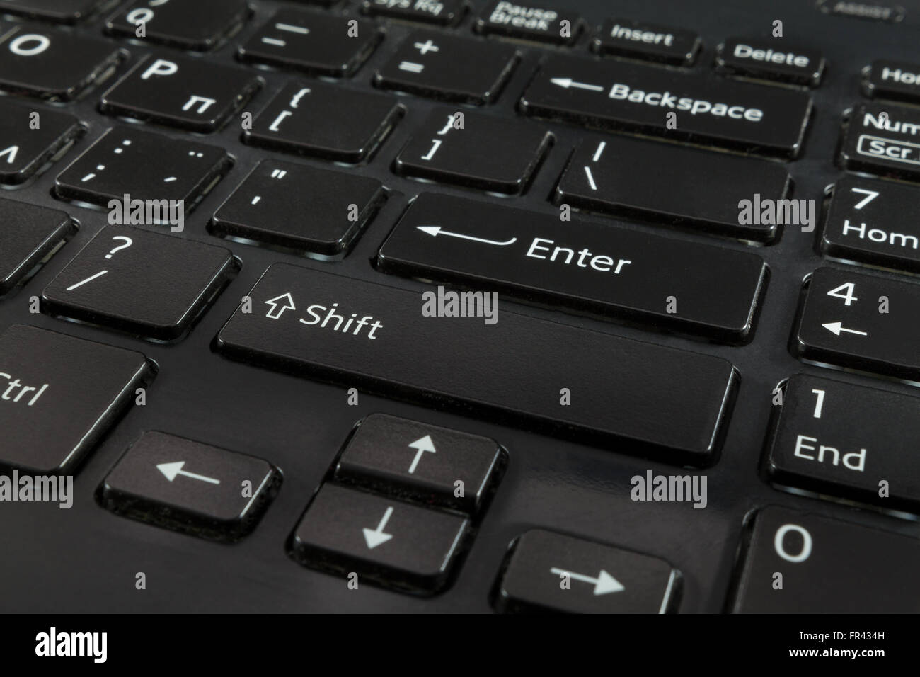 Black Laptop Computer Keyboard extreme close-up shot at a shallow depth ...