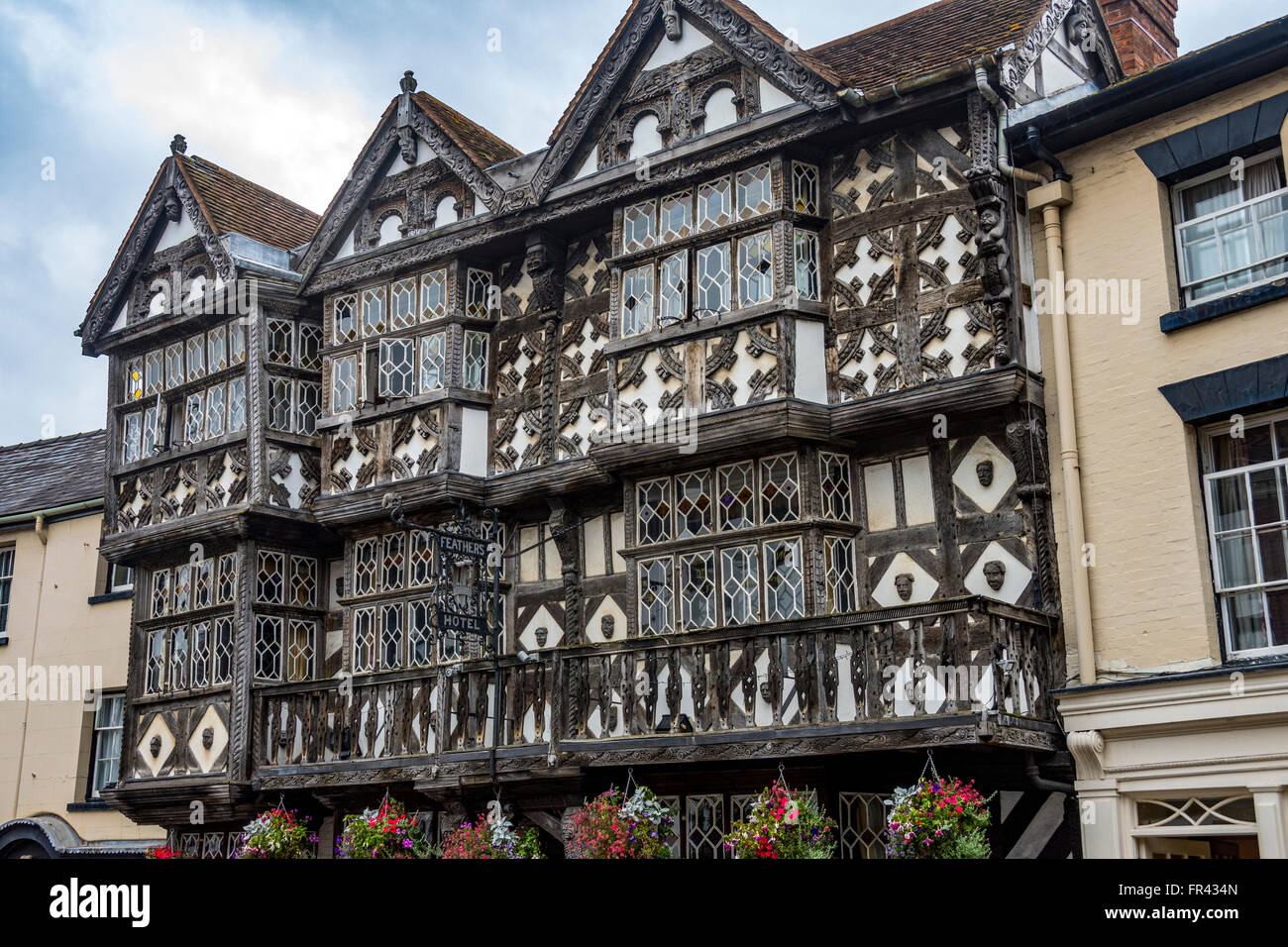 The Feathers Hotel, built 1619. The Bull Ring, Ludlow, Shropshire ...
