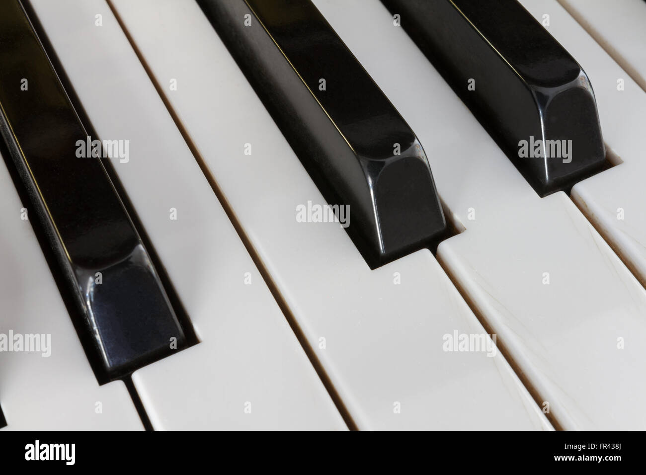 Extreme close-up of Piano keys from a diagonal perspective and shot ...