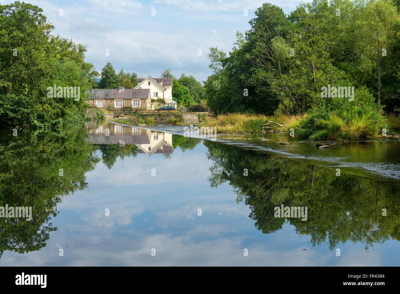 A weir on the river Teme, from the Bread Walk riverside path, Ludlow ...