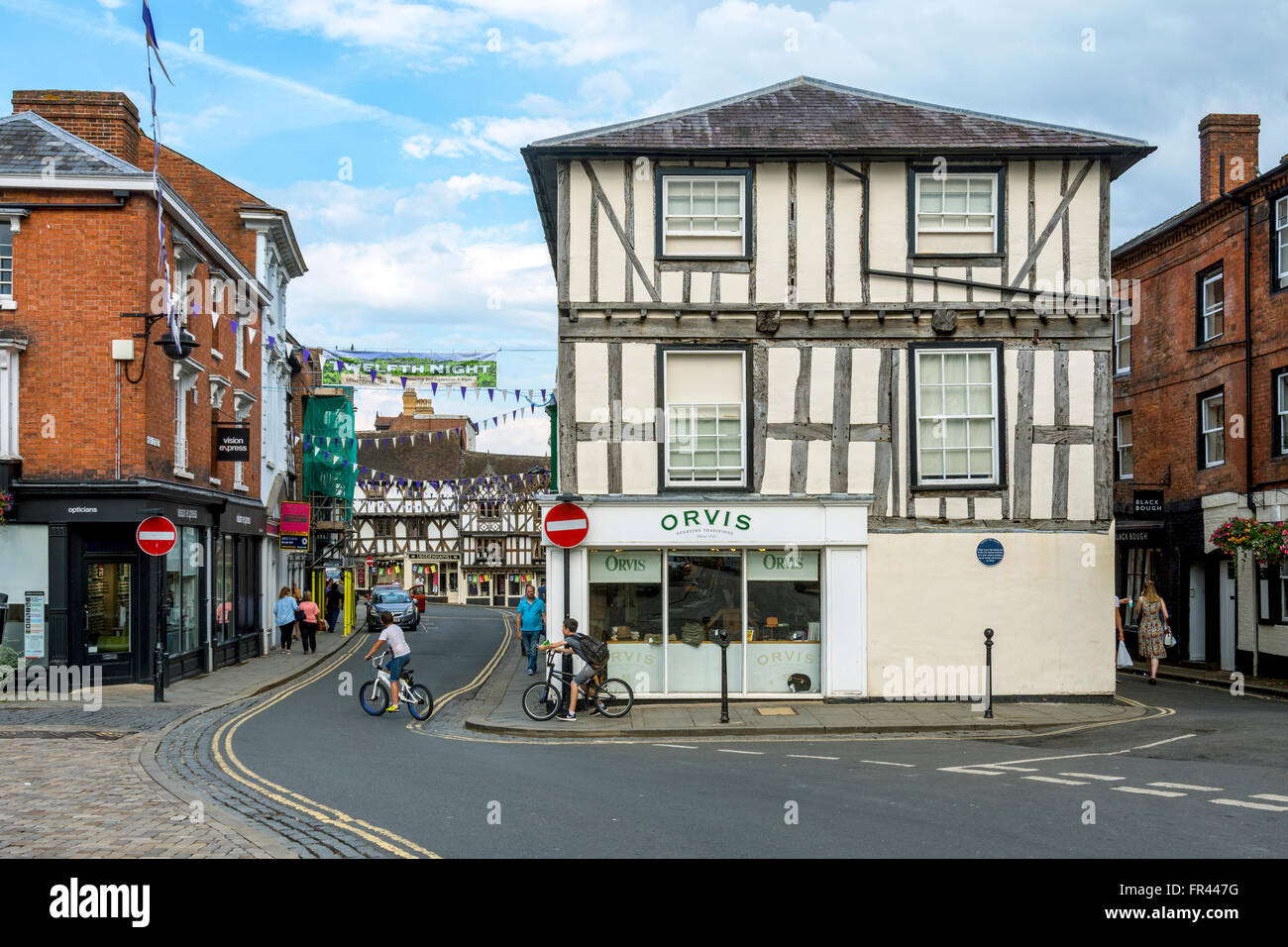 Timber-framed building on the High Street, Ludlow, Shropshire, England ...