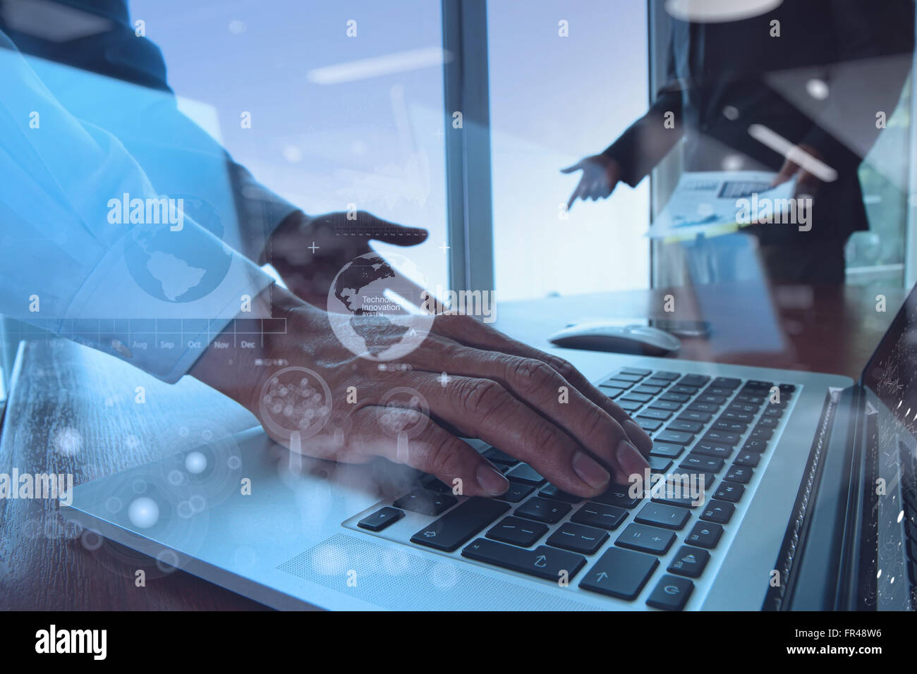 business documents on office table with smart phone and blank screen ...