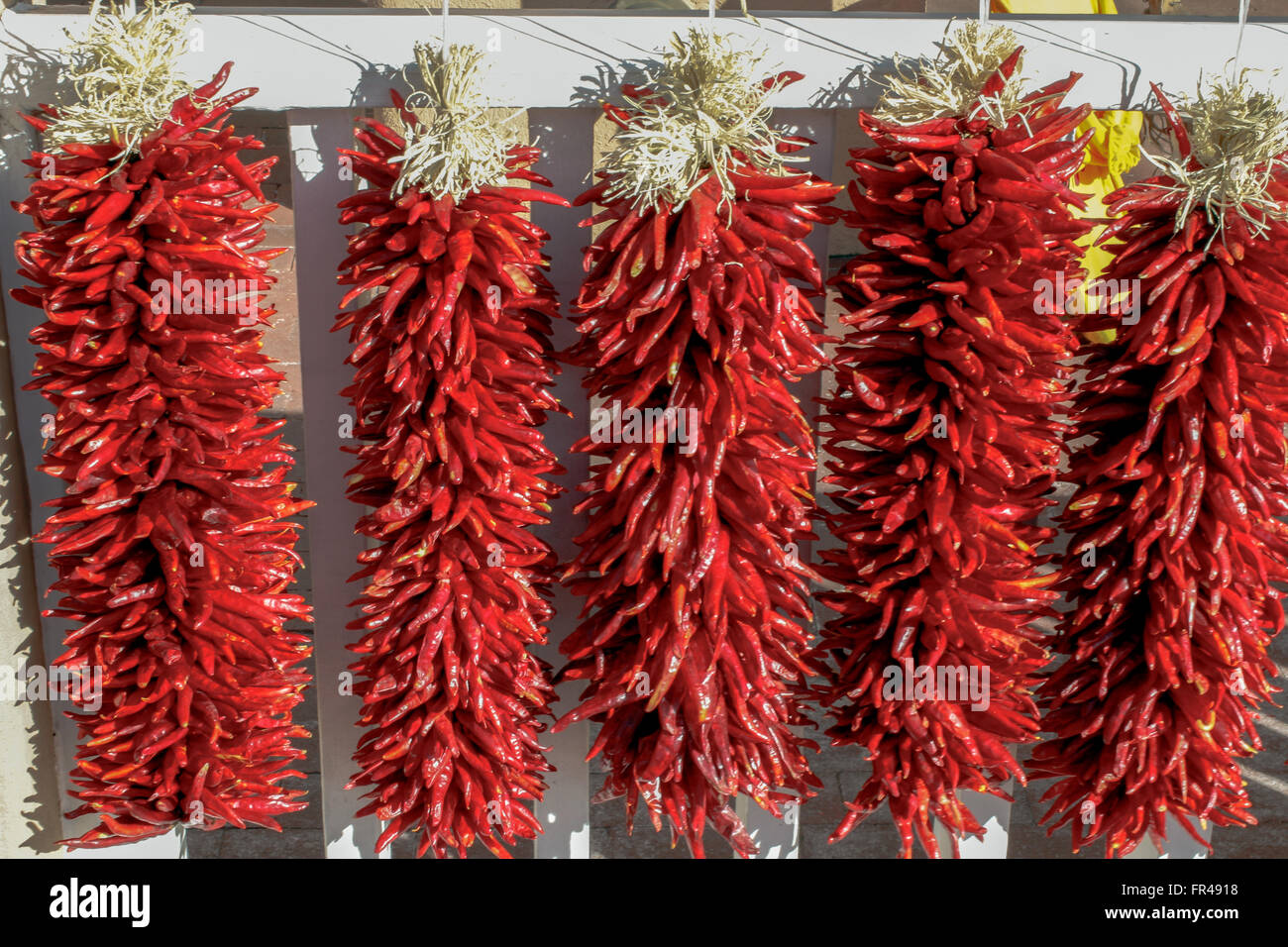 Hanging chilis in Santa Fe New Mexico Stock Photo - Alamy