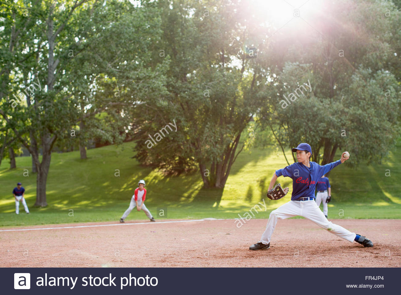 pitcher stretching as he prepares to throw Stock Photo - Alamy