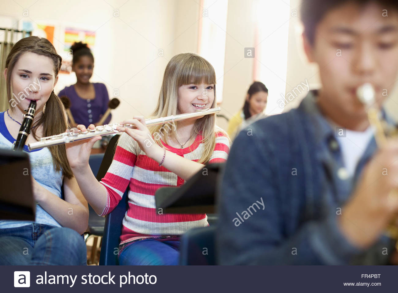 students at middle school band practice Stock Photo - Alamy
